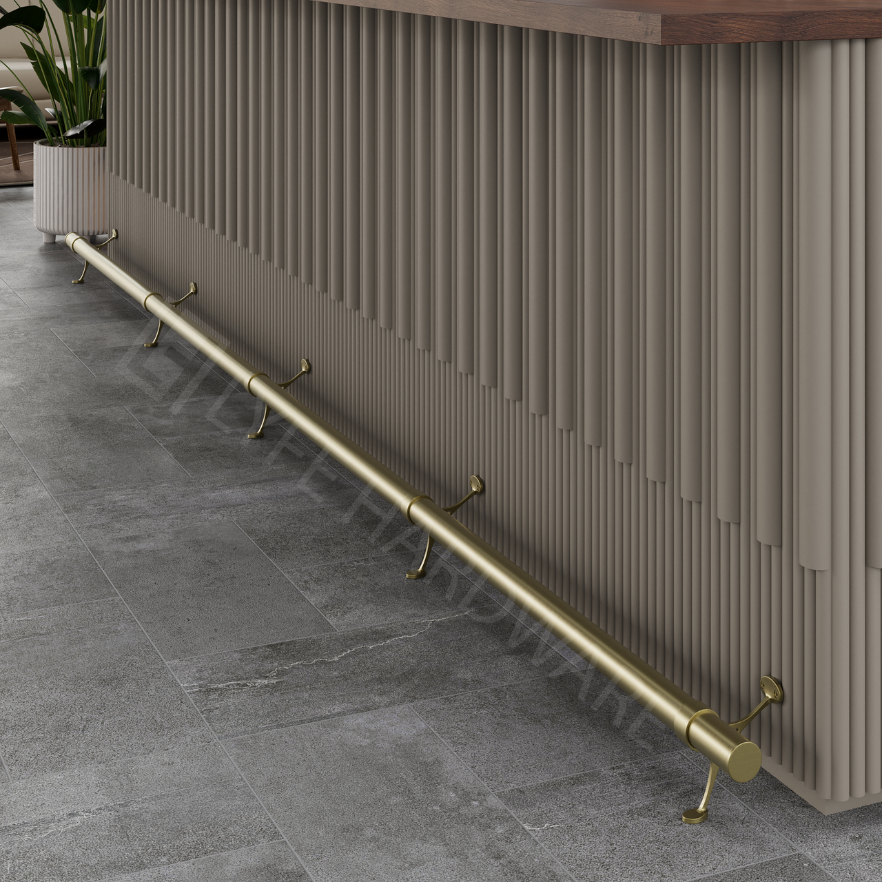 Custom Satin Brass Bar Foot Rail Kit – Lyfe Hardware