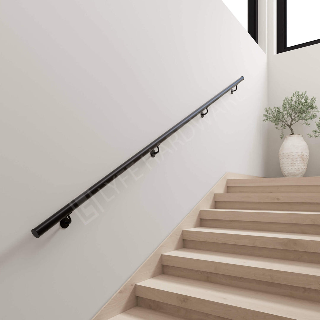 Custom Matte Black Handrail Kit (with End Caps) – Lyfe Hardware