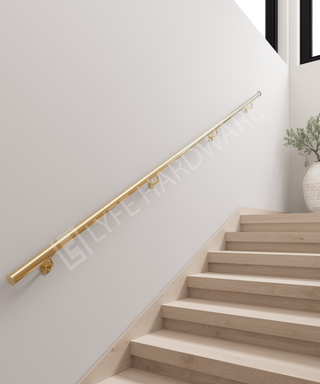 Custom Polished Brass Handrail Kit (with End caps) – Lyfe Hardware