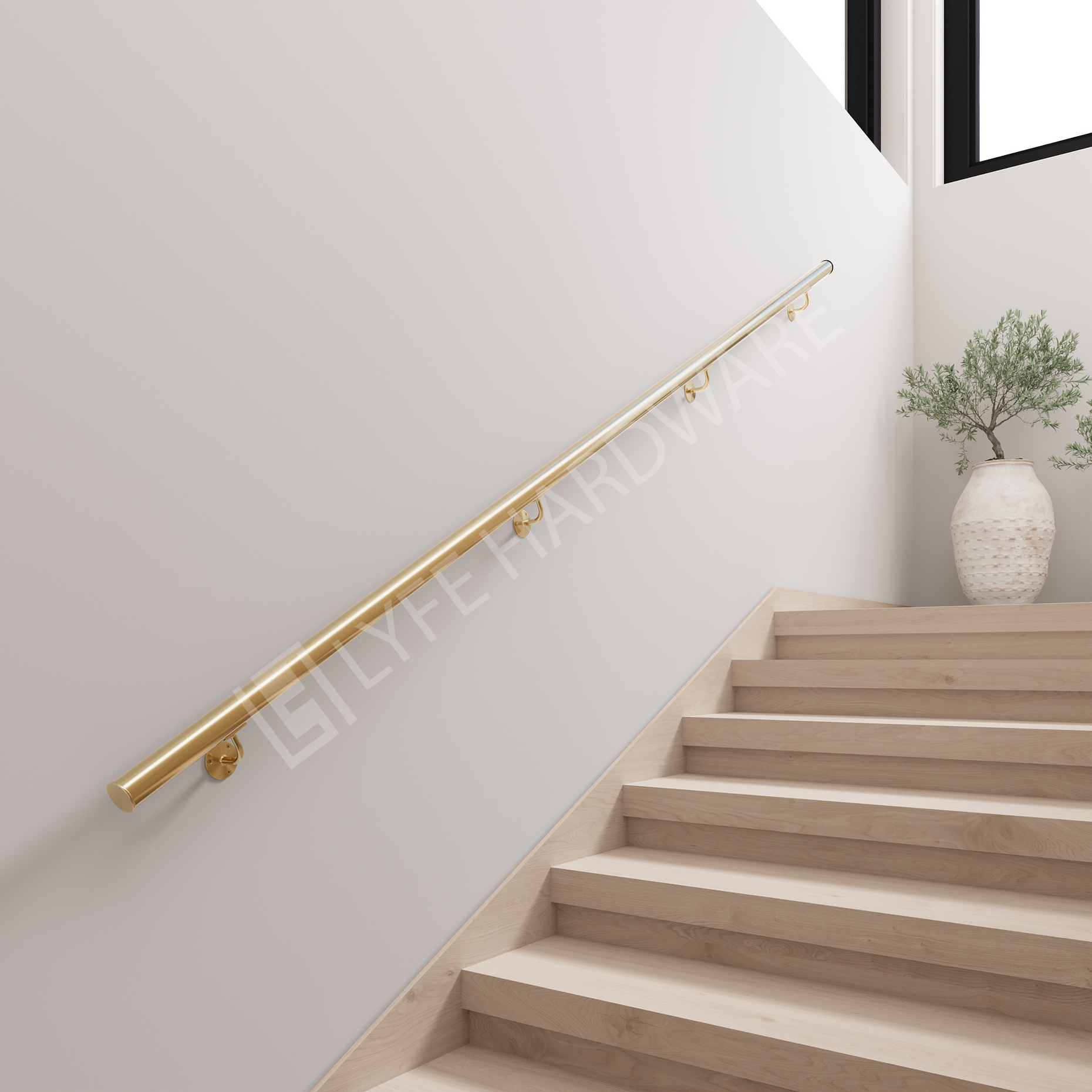 Custom Polished Brass Handrail Kit (with End caps) – Lyfe Hardware