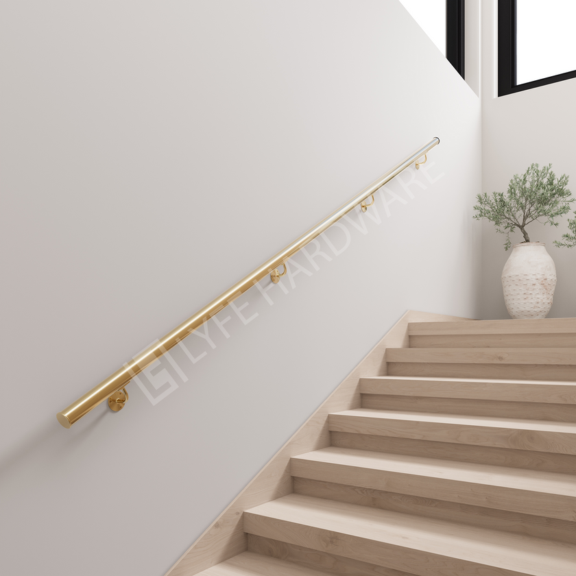Custom Polished Brass Handrail Kit (with End caps) – Lyfe Hardware
