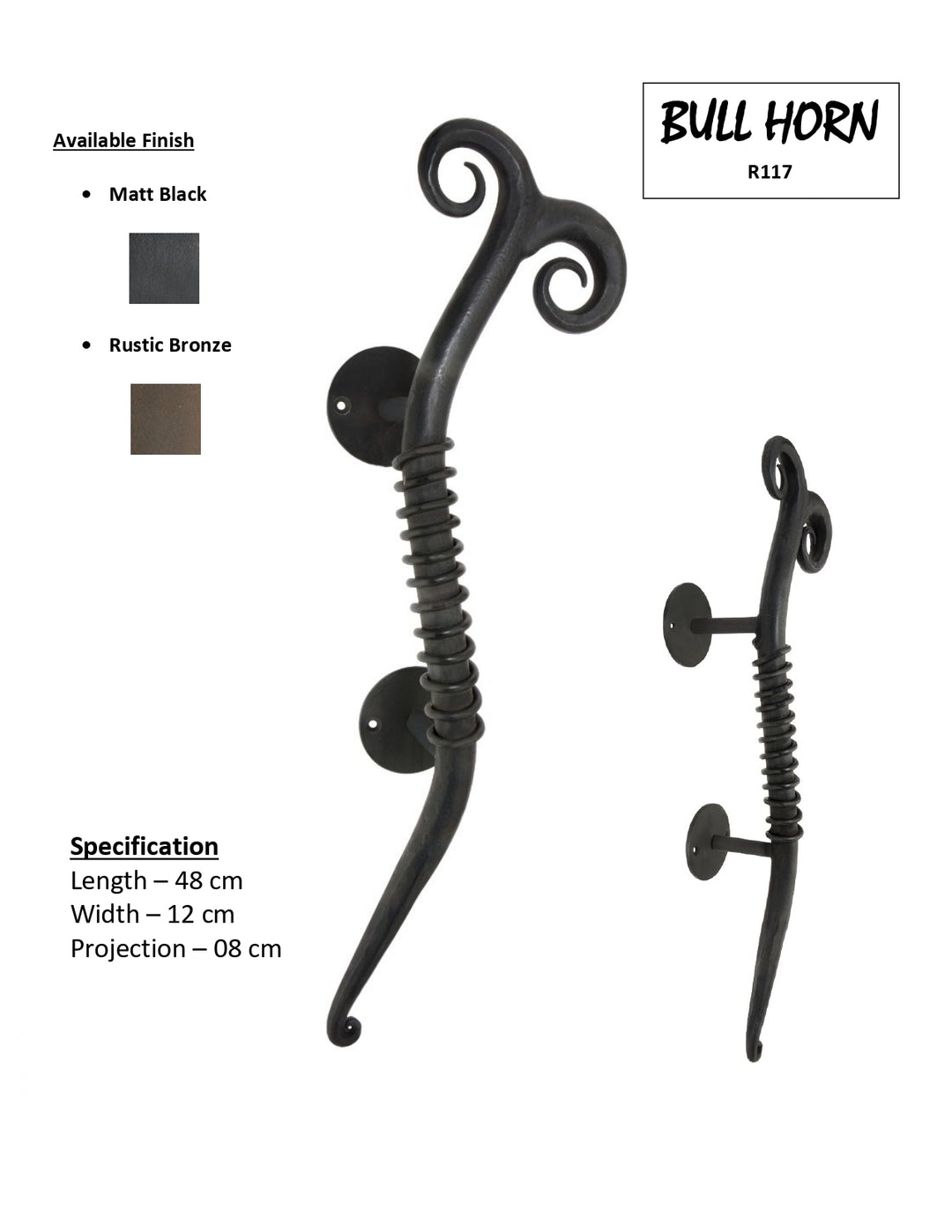 Bull Horn- Iron Door Pull Handle – Lyfe Hardware