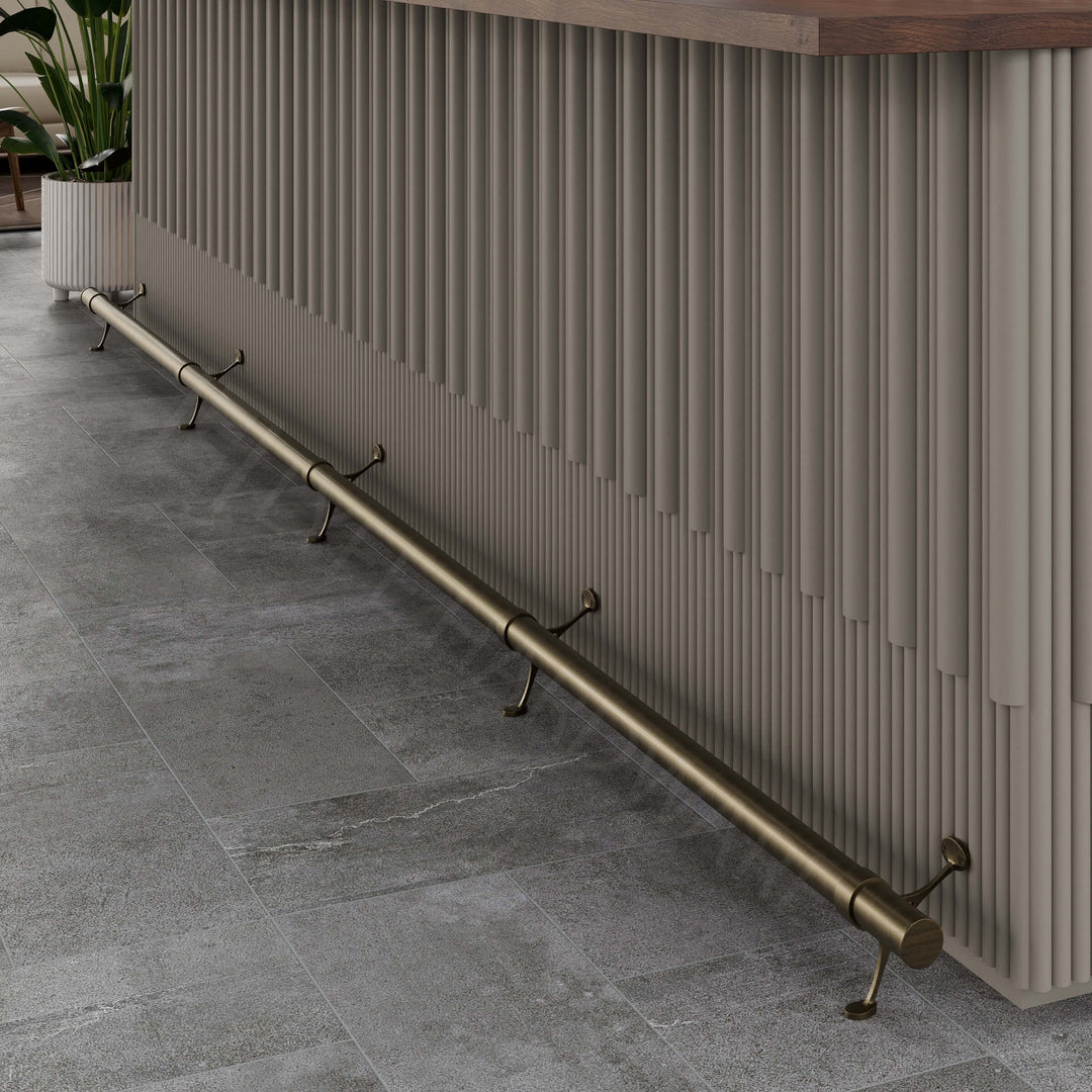 Custom Antique Brass Bar Foot Rail Kit – Lyfe Hardware