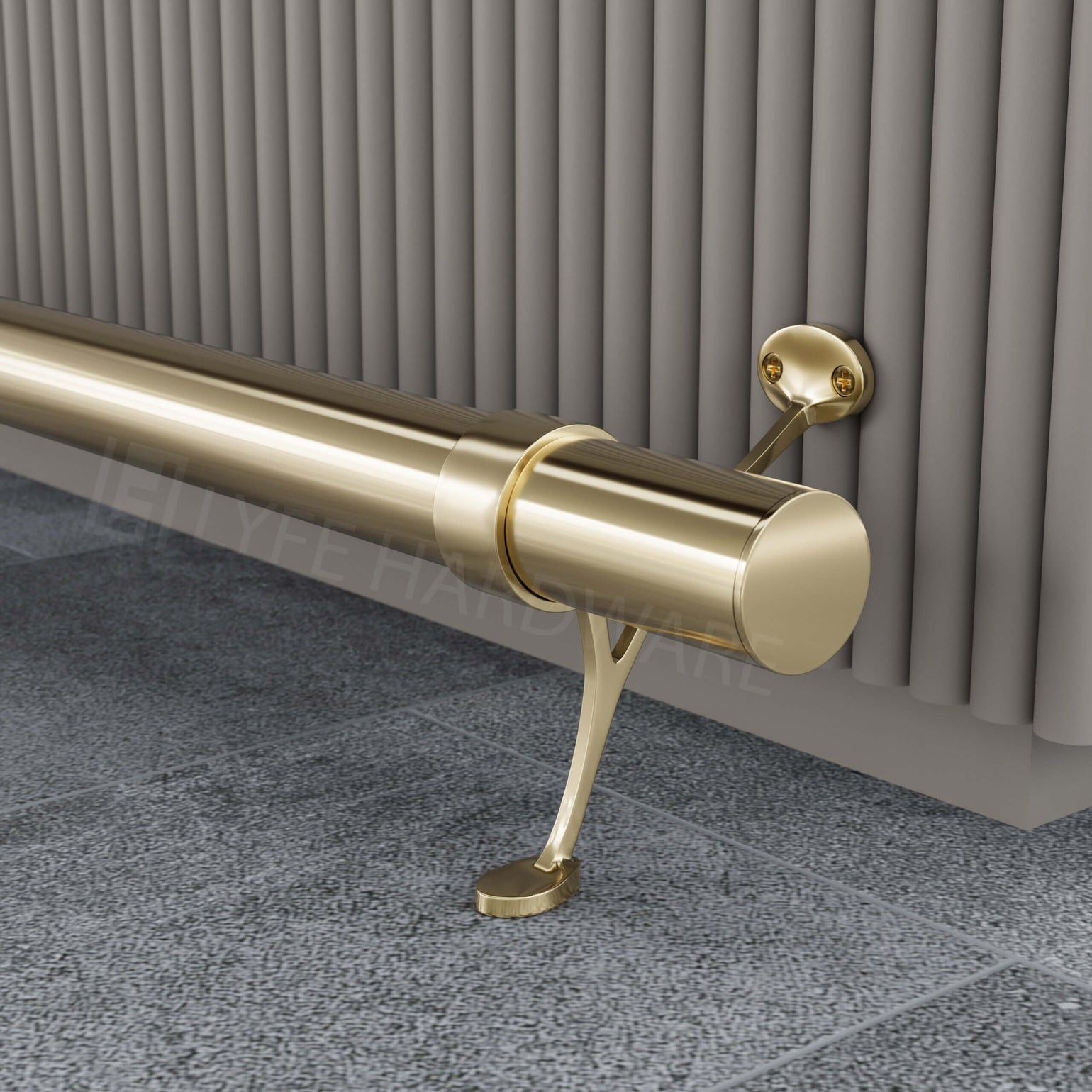 Custom Satin Brass Bar Foot Rail Kit – Lyfe Hardware