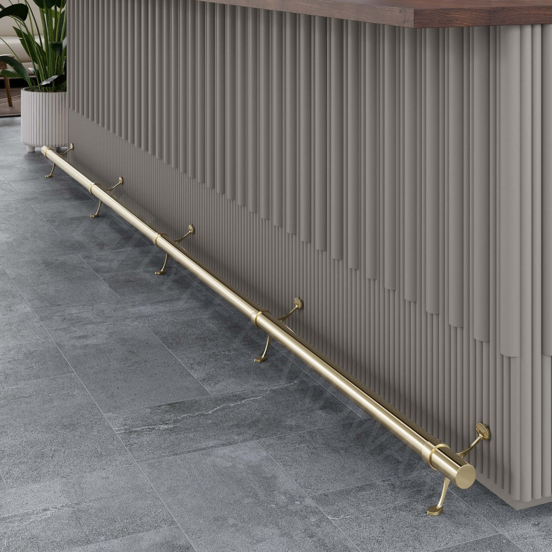 Custom Polished Brass Bar Foot Rail Kit – Lyfe Hardware