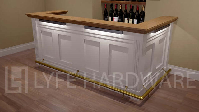 Custom Polished Brass Bar Foot Rail Kit – Lyfe Hardware